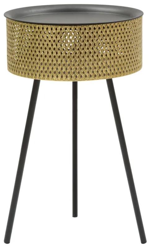 Mauro Ferretti Kulatý odkládací stolek Helin, 40x65 cm, zlatá/černá