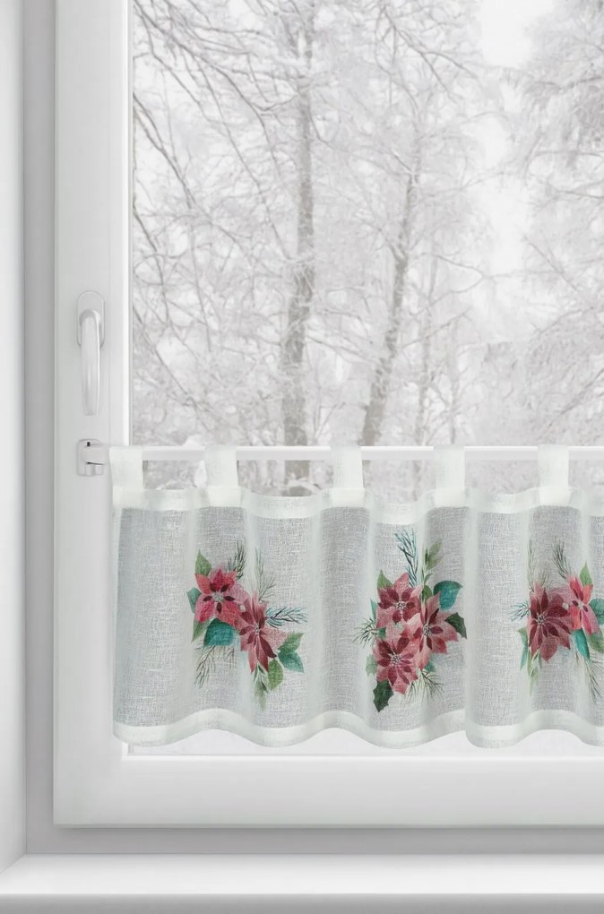 KRÁTKÁ VÁNOČNÍ ZÁCLONA NA POUTKÁCH XMAS3 30X150 CM VZOROVANÁ