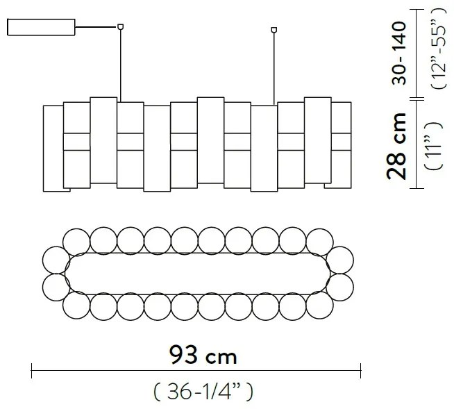 Slamp La Lollo Gradient suspension linear 100, designové závěsné svítidlo, 70W LED 2700K stmívatelné, délka 93cm