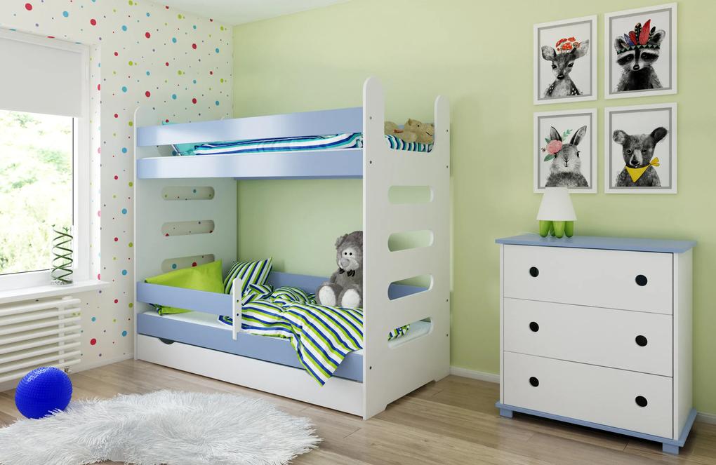 BabyBeds Dětská patrová postel MATI 180x80 Barevné provedení: Dub, Úložný prostor: Ne, bez úložného prostoru