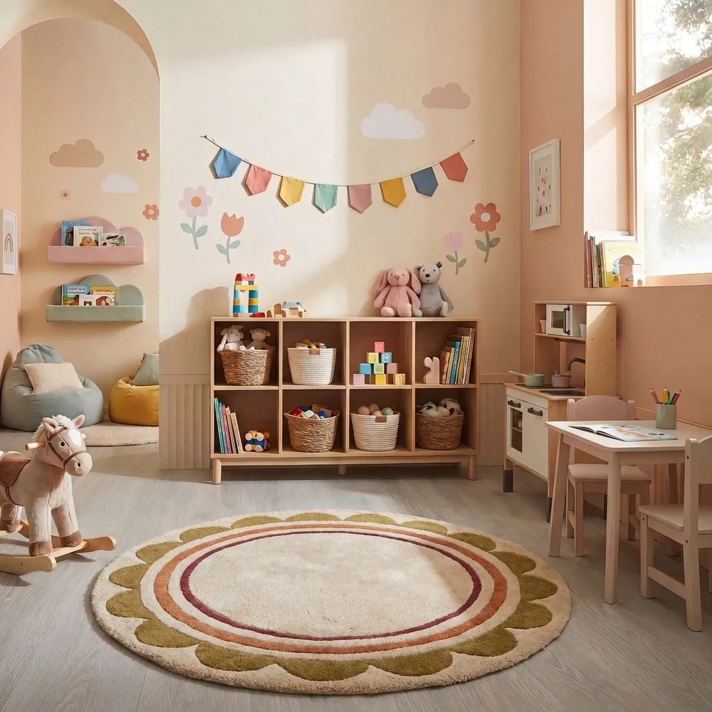 Ručně tkaný vlněný kulatý koberec v přírodní barvě ø 120 cm Lois – Flair Rugs