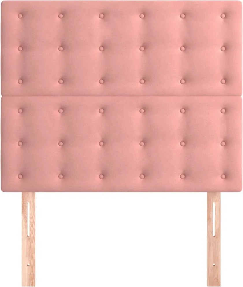 Čelo postele růžové 90x5x118/128 cm sametové 3116807