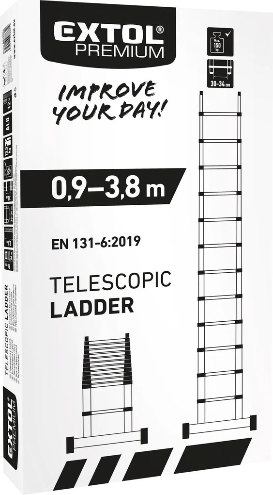 žebřík teleskopický, 3,8m EXTOL PREMIUM 8849006
