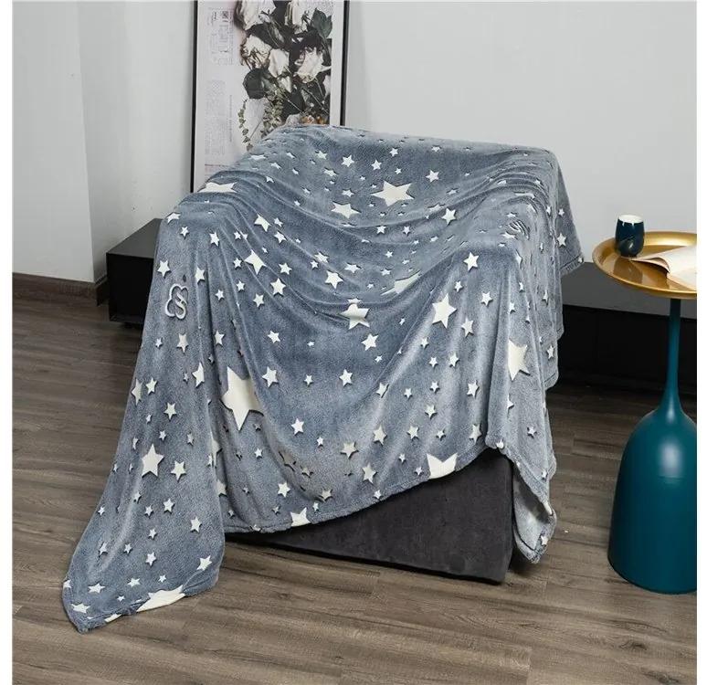 Verk Svíticí deka Soft Dreams Stars, 150 x 200 cm šedá