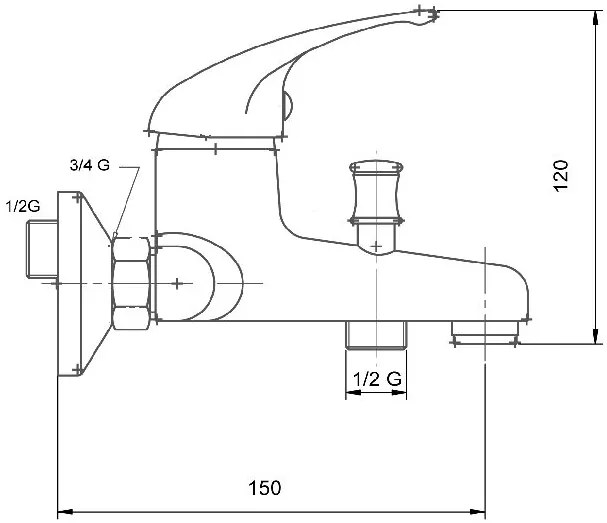 NOVASERVIS vanová nástěnná baterie METALIA 55020/1,0