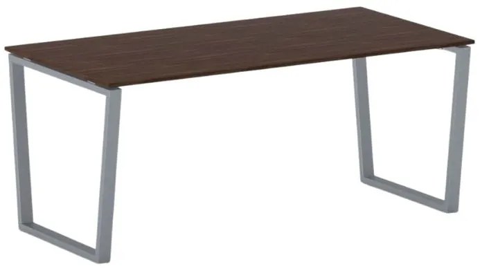 Kancelářský stůl PRIMO IMPRESS, 180x90 cm, šedostříbrná podnož, ořech