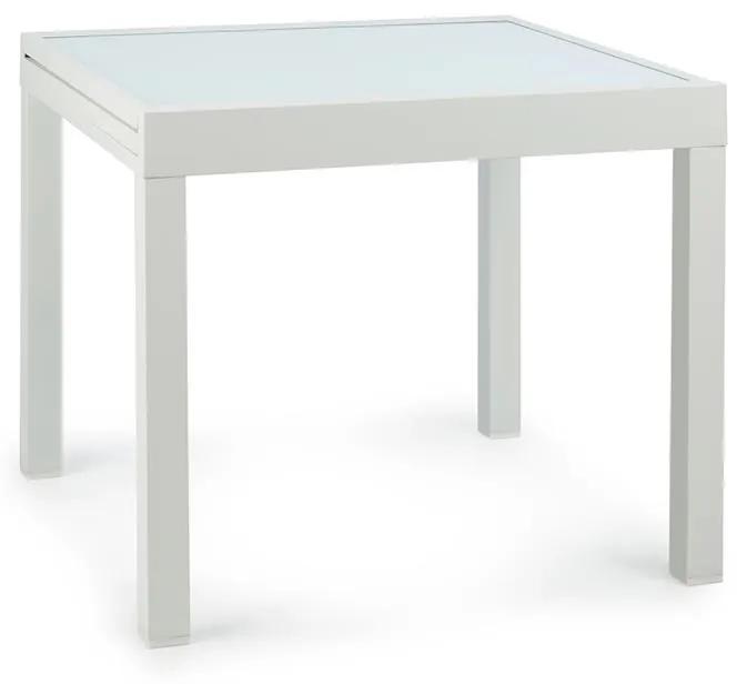 Pamplona Extension, zahradní stůl, 180 x 83 cm max., hliník, sklo, bílý