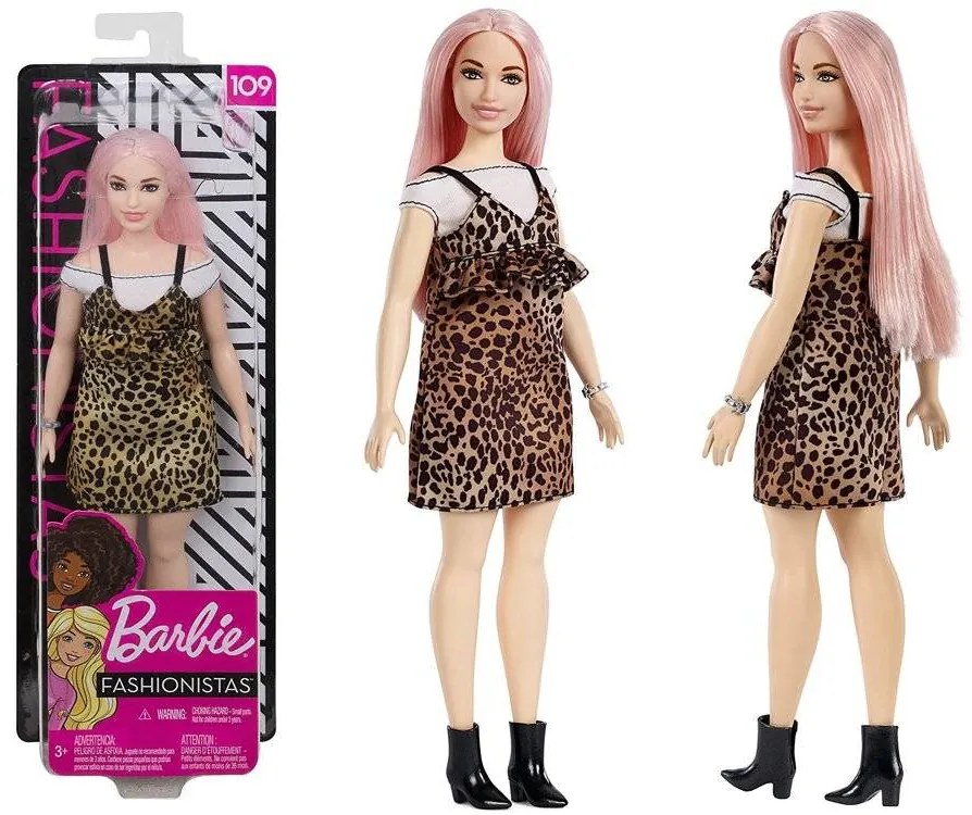 Panenka Barbie Fashionistas leopardí šaty ZA3160