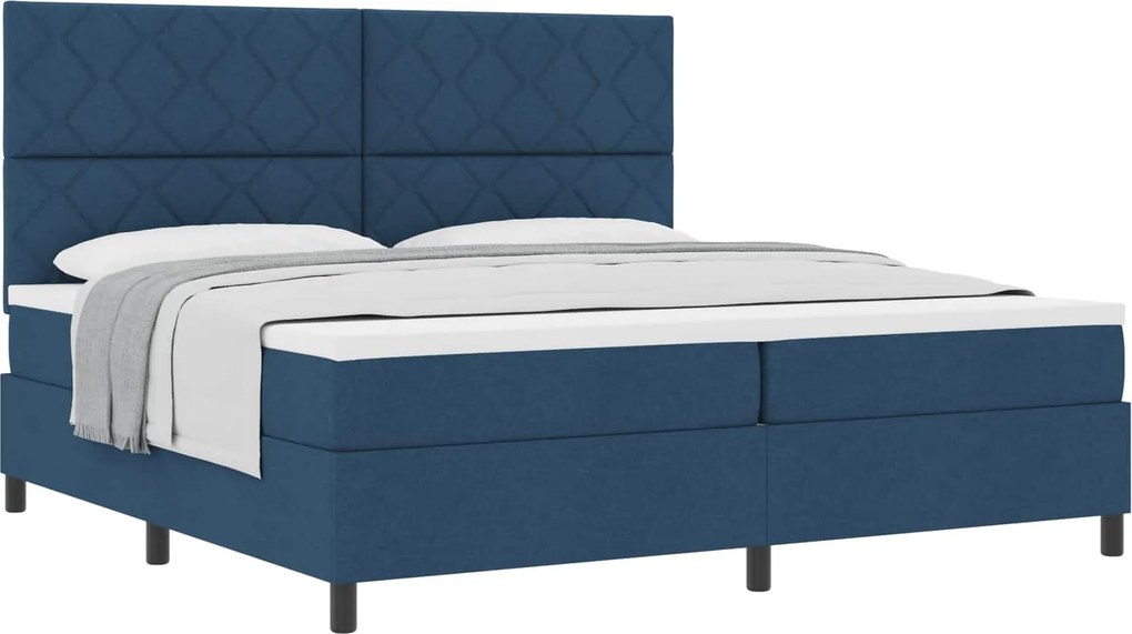 Postel s boxspringem s čelo Modrá 200 x 200 cm textil 3339496