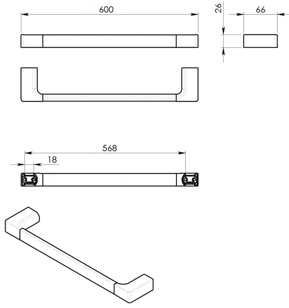 Gedy, PIRENEI držák ručníků 600x66mm, bílá matná, PI216002