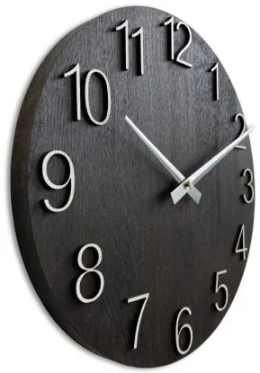 Luxusní dřevěné nástěnné hodiny Wenge – Černý design I SENTOP MAS016-OSMO-3169-heads-silver