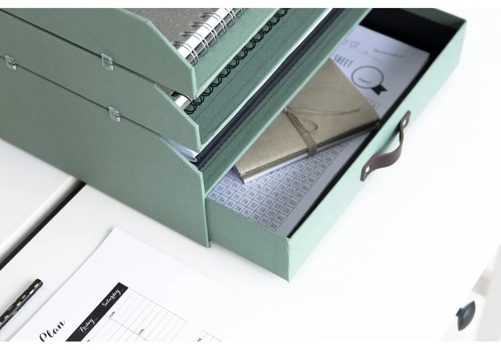 Zelený kartonový organizér zásuvkový/na dokumenty Walter Canvas Paper Laminate – Bigso