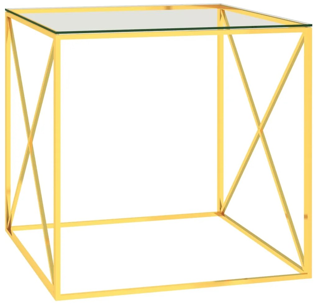 289022 vidaXL Konferenční stolek zlatý 55 x 55 x 55 cm nerezová ocel a sklo