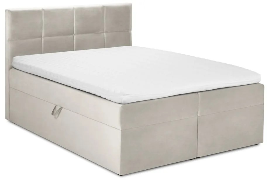 Béžová boxspring postel s úložným prostorem 200x200 cm Mimicry – Mazzini Beds