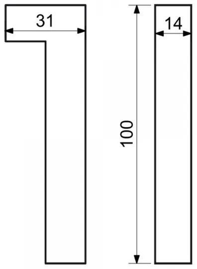 Domovní číslo "1", RN.100LV, broušené