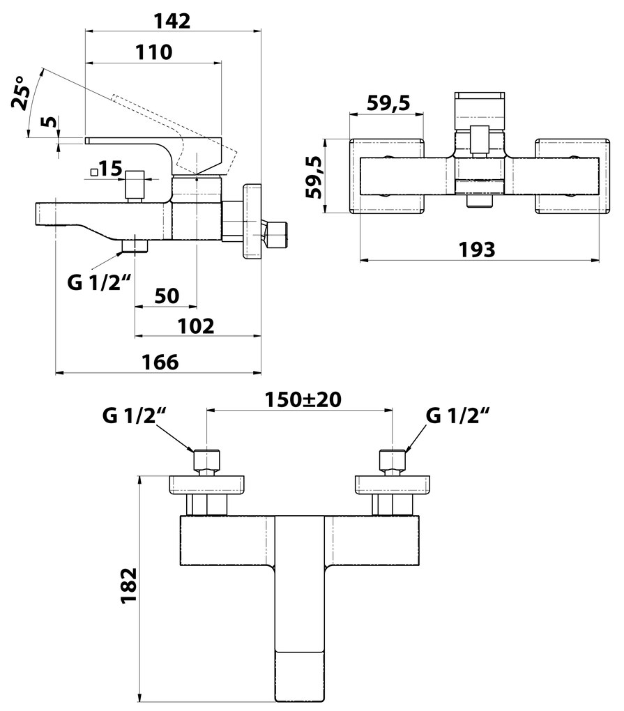 Sapho Sapho, FORATA nástěnná vanová baterie, chrom