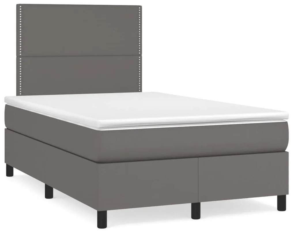 Box spring postel s matrací šedá 120x190 cm umělá kůže