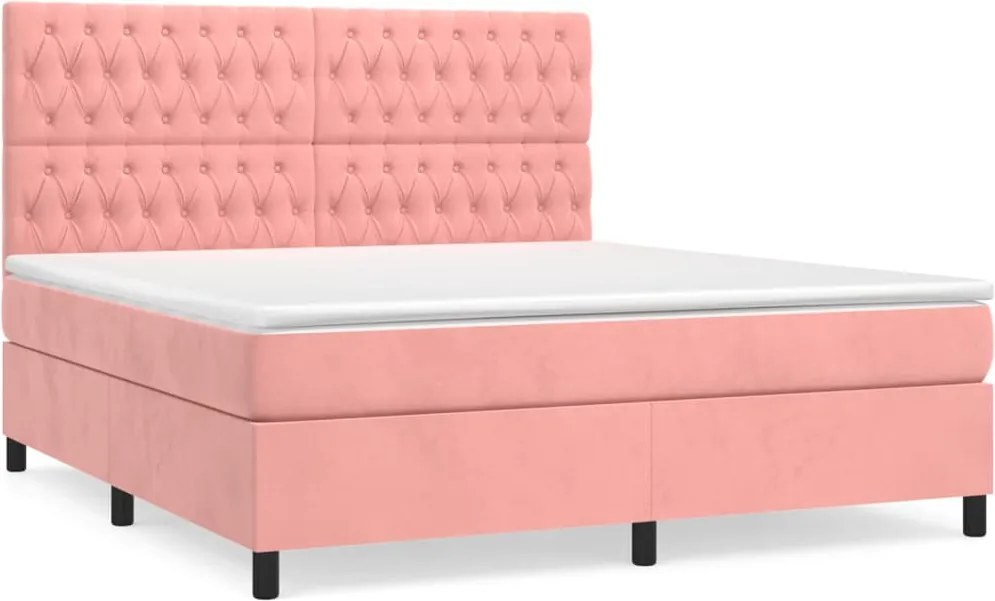 Box spring postel s matrací růžová 180x200 cm samet 3143222