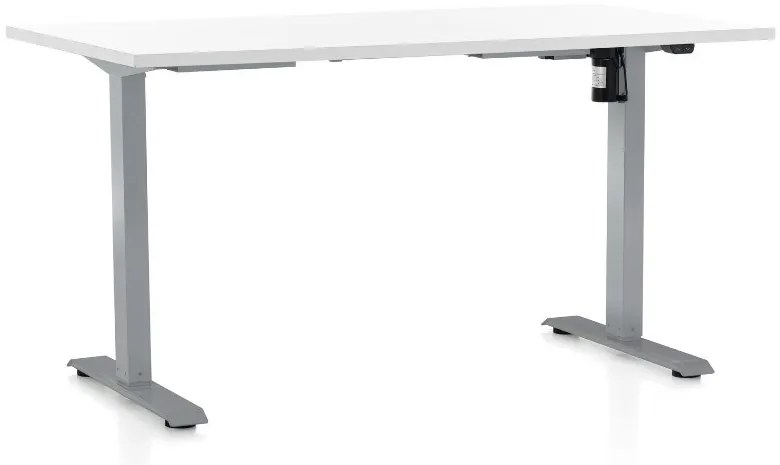 Výškově nastavitelný stůl OfficeTech A, 140 x 80 cm - šedá podnož Barva: Bílá