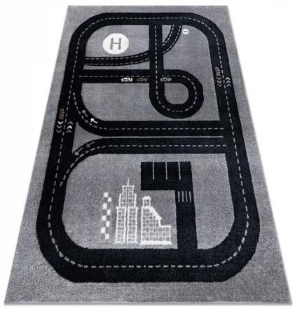 Dětský kusový koberec FUN Závodní dráha Město šedý Rozměr: 240x330 cm