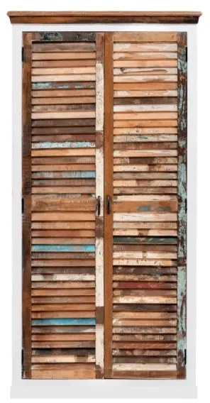 furniture-nabytek.cz - Masivní šatní skříň Perano z recyklovaného dřeva, lakovaná, bílá / barevná – 90×60×180 cm