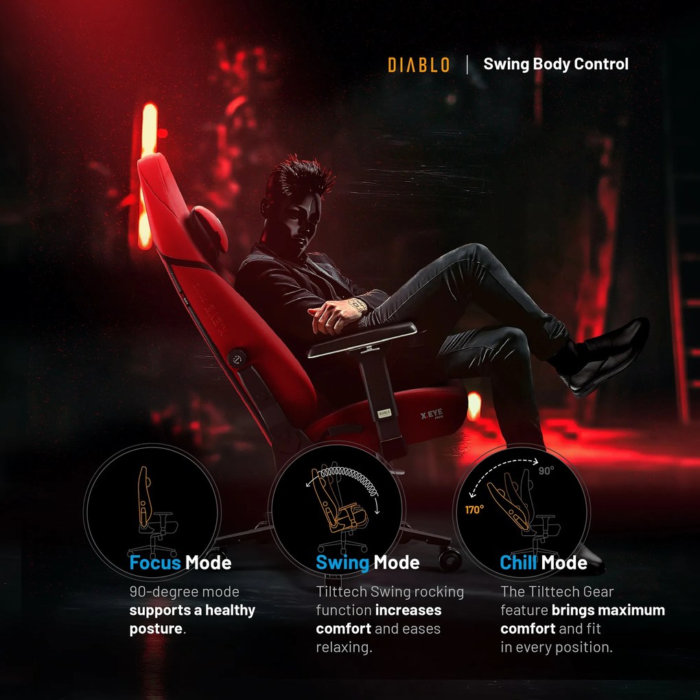 Herní křeslo Normal Size, červený-černý: Diablo X-Eye Prime Bloody Mary
