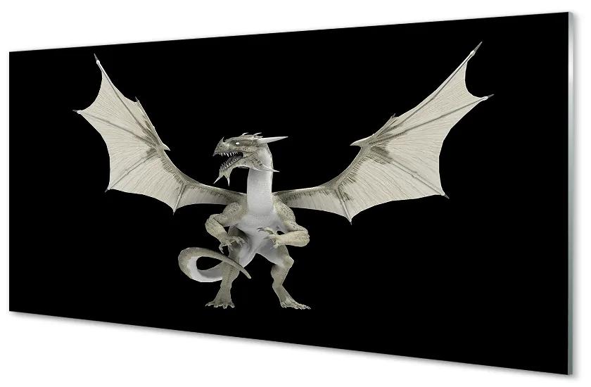 Obraz na skle bílý drak 125x50 cm