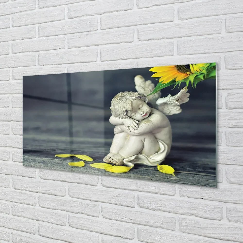 Obraz na skle Spací anděla slunečnice 120x60 cm