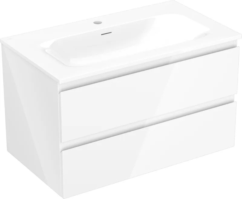 Mexen Orio, koupelnová skříňka 80 cm s umyvadlem Vela, 2 zásuvky, bílá lesklá, 91A10-08047-2-BFF00-W23M00