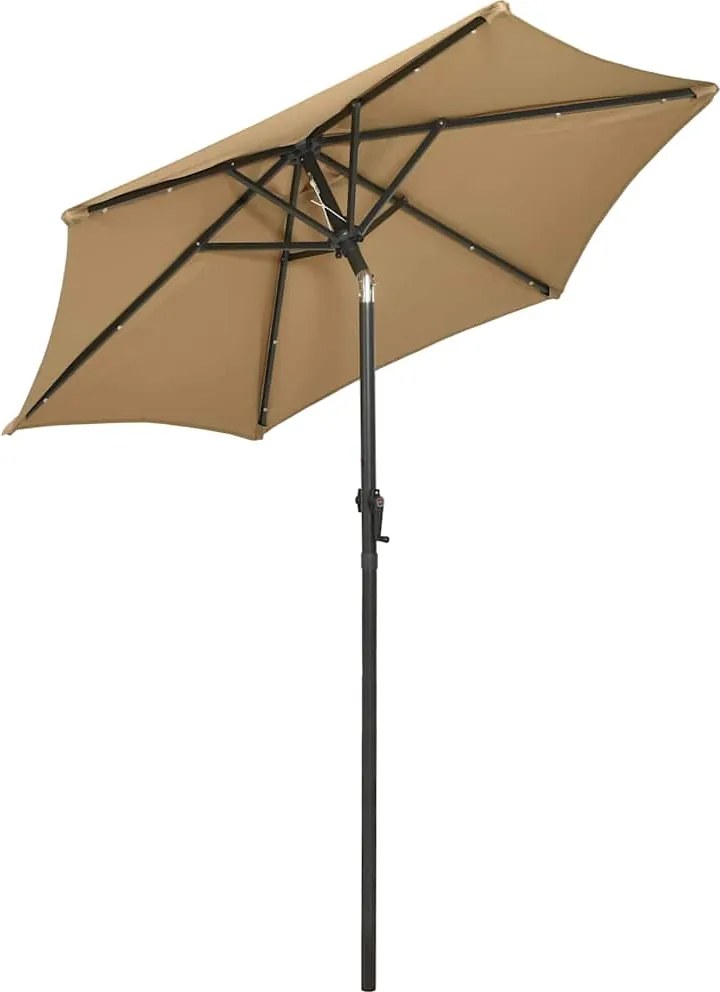 Zahradní slunečník s LED osvětlením taupe 200 x 211 cm hliník 313560