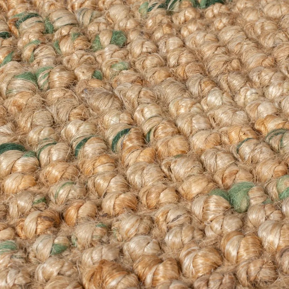 Oboustranný ručně tkaný jutový běhoun v zeleno-přírodní barvě 60x300 cm Jute Boucle Green – Flair Rugs