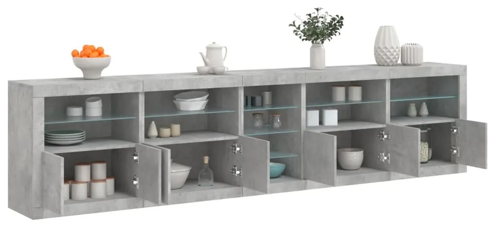 Příborník s LED osvětlením betonově šedý 283 x 37 x 67 cm 3209026