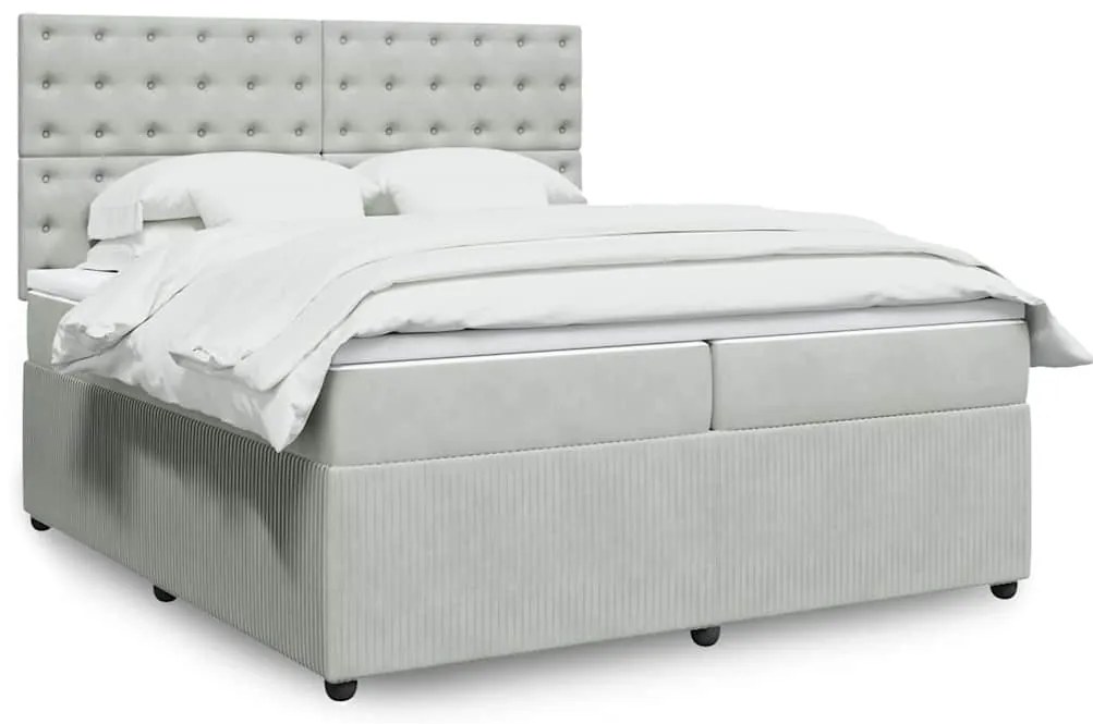 Box spring postel s matrací světle šedá 200x200 cm samet 3292442