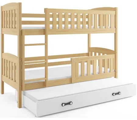 Dětská patrová postel KUBUS s výsuvnou postelí 80x190 cm - borovice Zelená