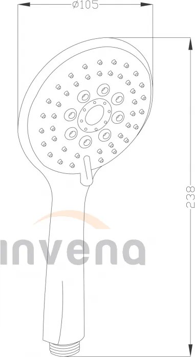 Invena Larisa, ruční sprchová hlavice 5-funkční, bílá-chromová, INV-AS-03-002-X