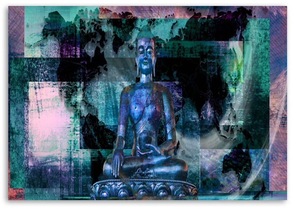 Obraz na plátně Abstraktní Buddha Tyrkysová - 120x80 cm