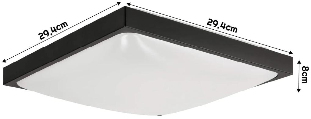 ECO LIGHT LED stropní svítidlo 2xE27 čtvercové černé
