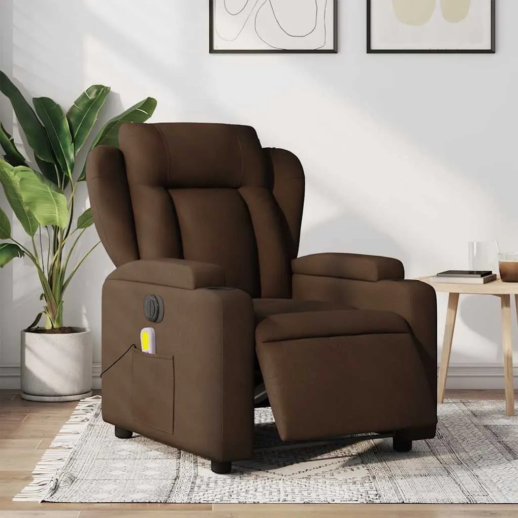 Elektrické masážní polohovací křeslo hnědé textil 3204474