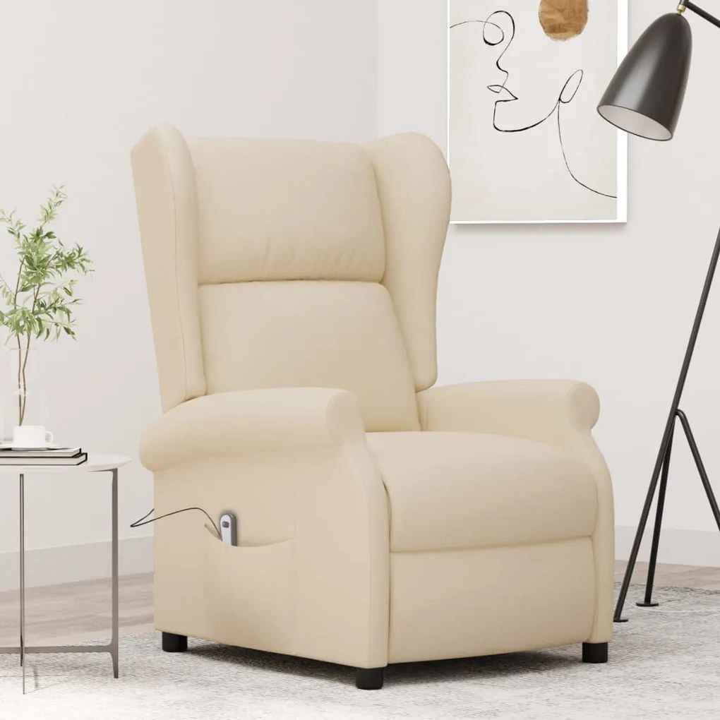 Elektrické polohovací křeslo ušák krémové textil 3098328