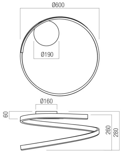 Redo 01-4011 - LED Stmívatelné stropní svítidlo SCROLL LED/38W/230V zlatá