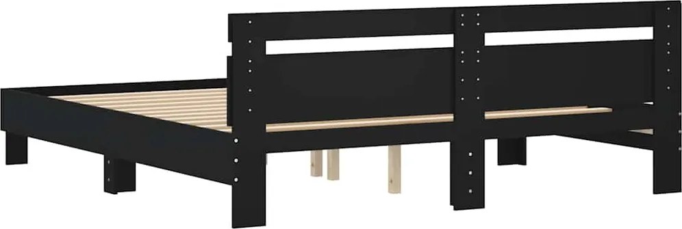 Rám postele s čelem černý 200 x 200 cm kompozitní dřevo 3207393