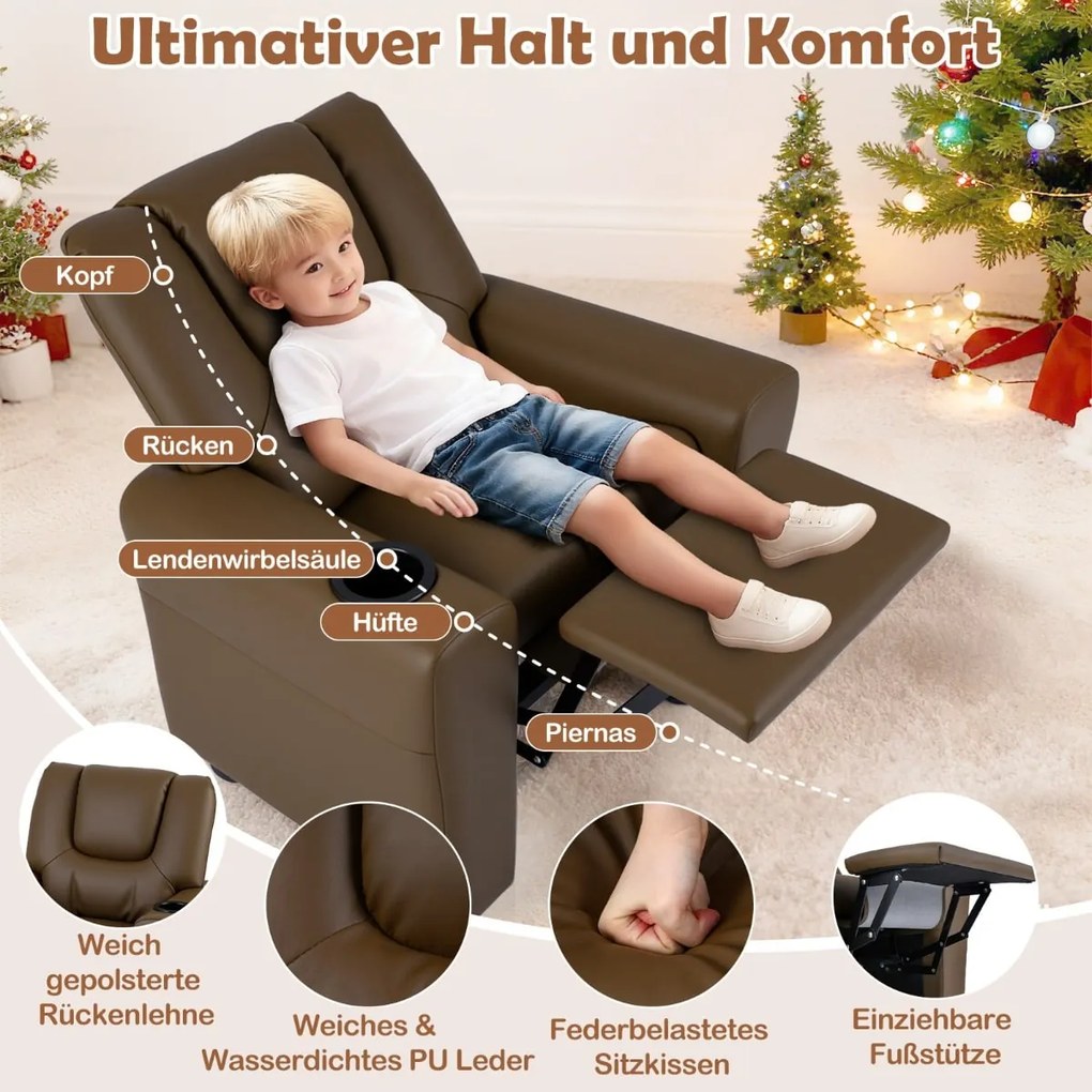 Costway Dětské křeslo s relaxační funkcí a polohovatelným opěradlem