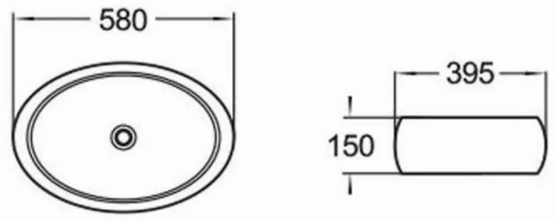 Mexen ABRIL umyvadlo na desku, 58x39 cm, černá, 22015866