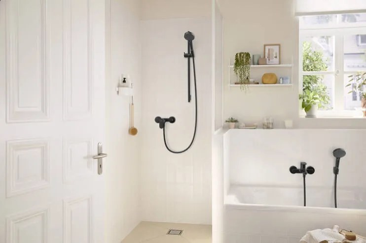 Hansgrohe Rebris S, nástěnná vanová baterie, černá matná, 72440670