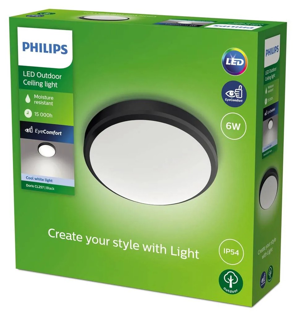 Philips Doris LED venkovní světlo IP54 4000K černá