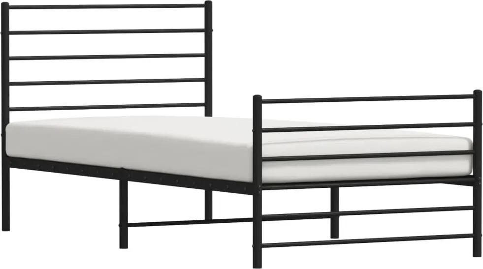 vidaXL Kovový rám postele s hlavovým a nožním čelem 90 x 200 cm [352330] Barva: Bílá
