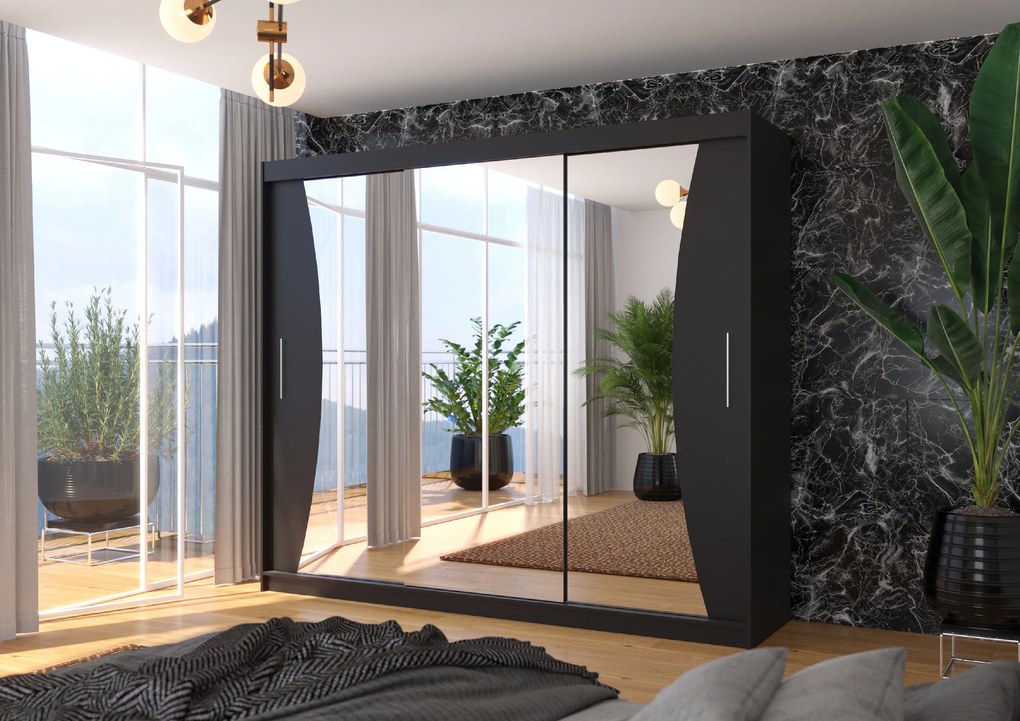 ADRK Furniture Skříň s posuvnými dveřmi a zrcadlem DIEGO 250 ADRK-SW-DIE-B-250