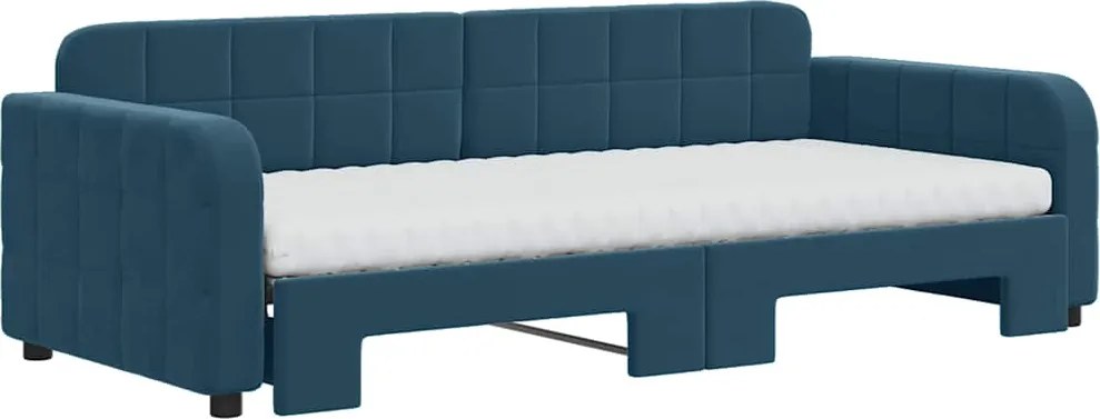 Válenda s přistýlkou a matracemi modrá 90 x 200 cm samet 3196952