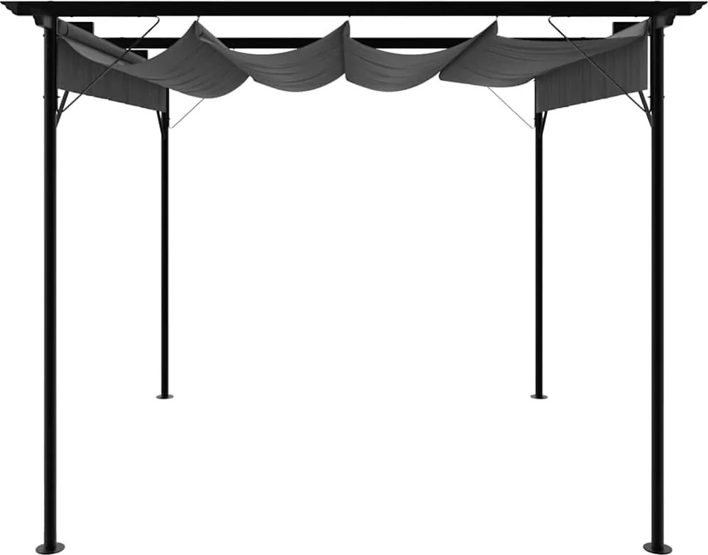 Pergola se zatahovací střechou antracitová 3x3 m ocel 180 g/m² 312226