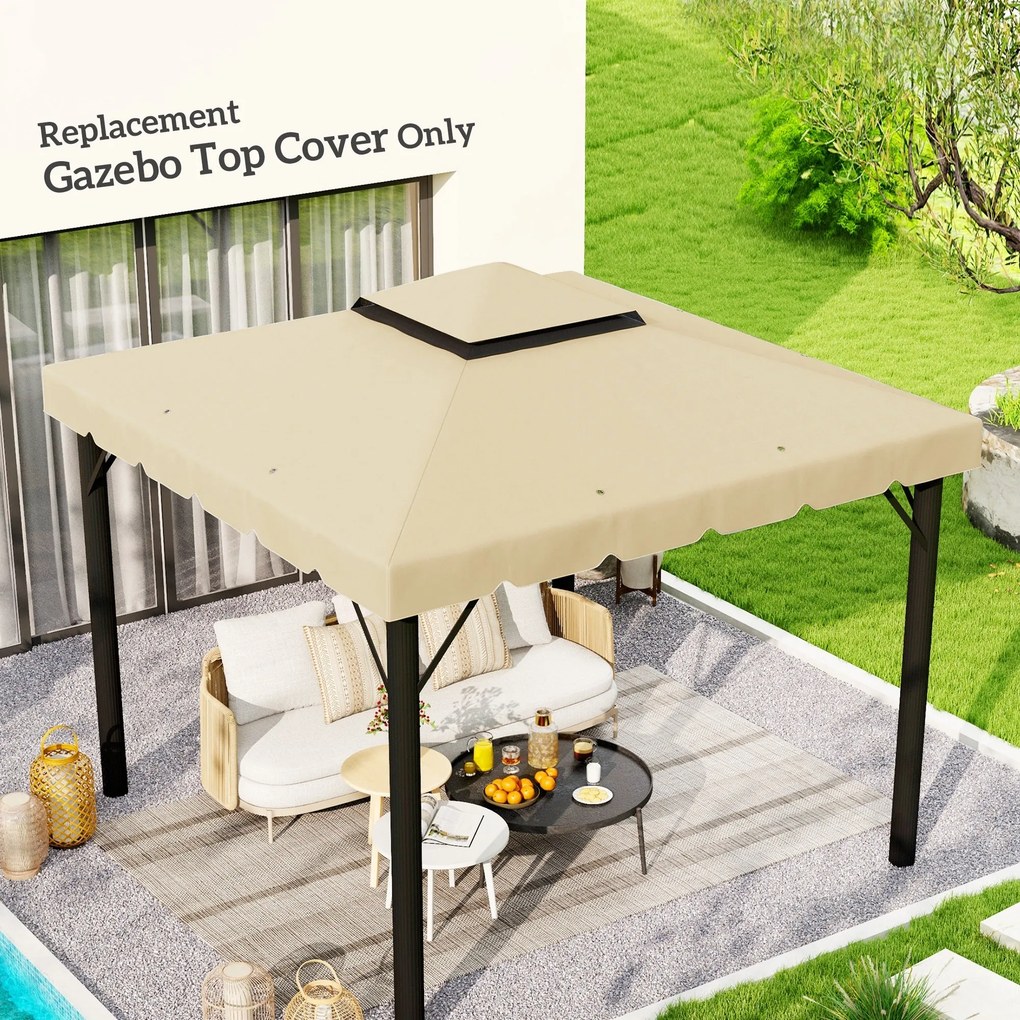 Náhradní plachta Outsunny pro altán s rozměry 3 x 3 m - Vysoce hustý polyester 170 g/m²